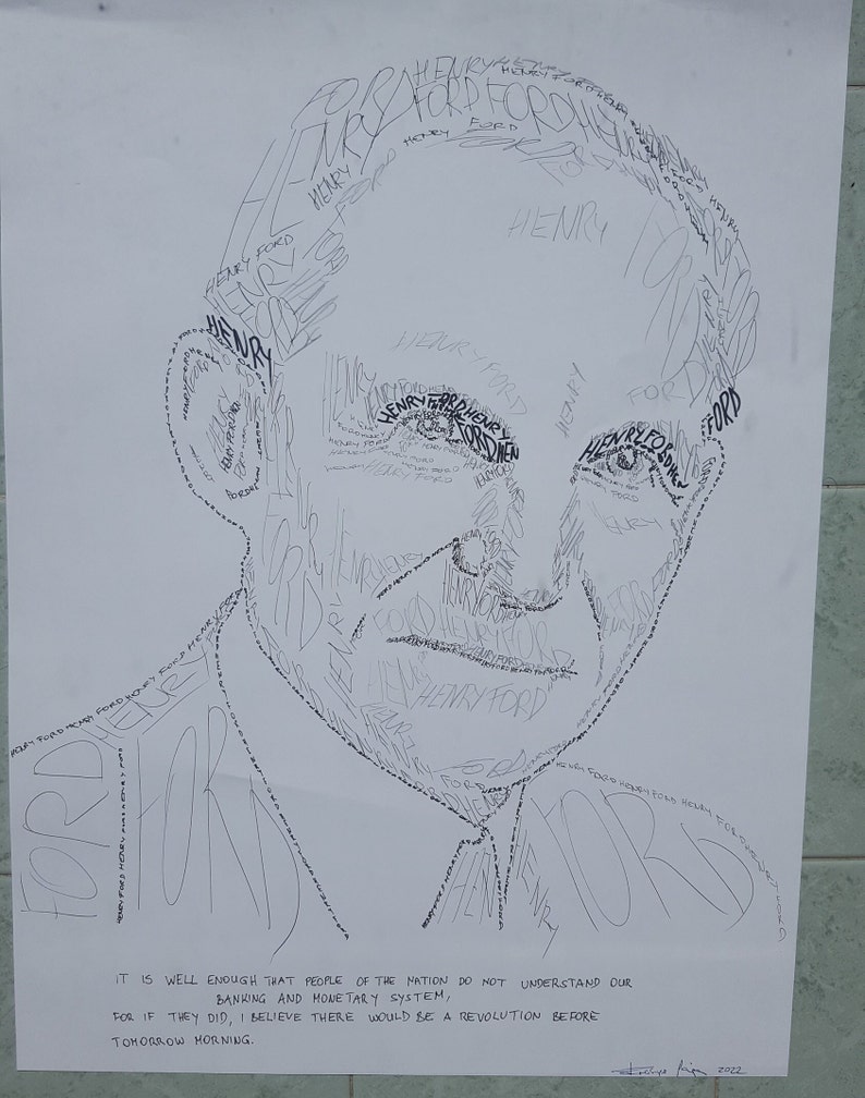 Original Drawing Portrait Pen and Pencil Henry Ford Original - Etsy