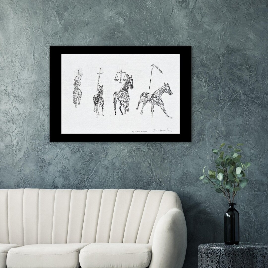 Canvas Print Four Horsemen Calligram Portrait Drawing Birthday Gift ...