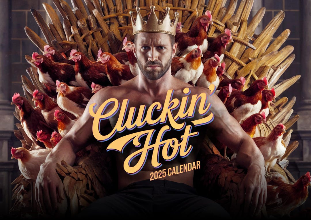 Cluckin Hot Calendar 2025 - Sexy Men and Chickens - Funny Hunks and ...