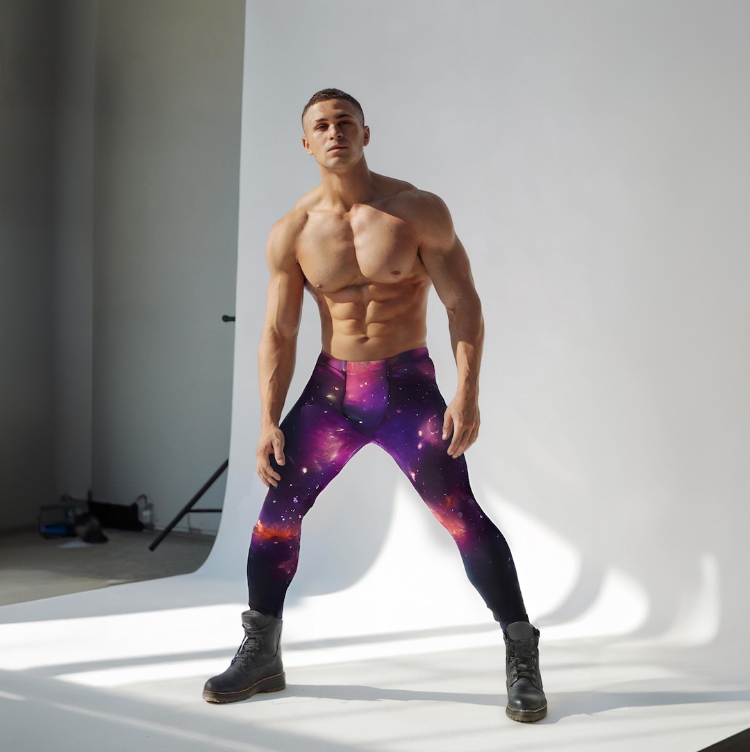 Celestial Blue Purple Nebula Galaxy Night Sky Space Pants, Galaxy Yoga ...