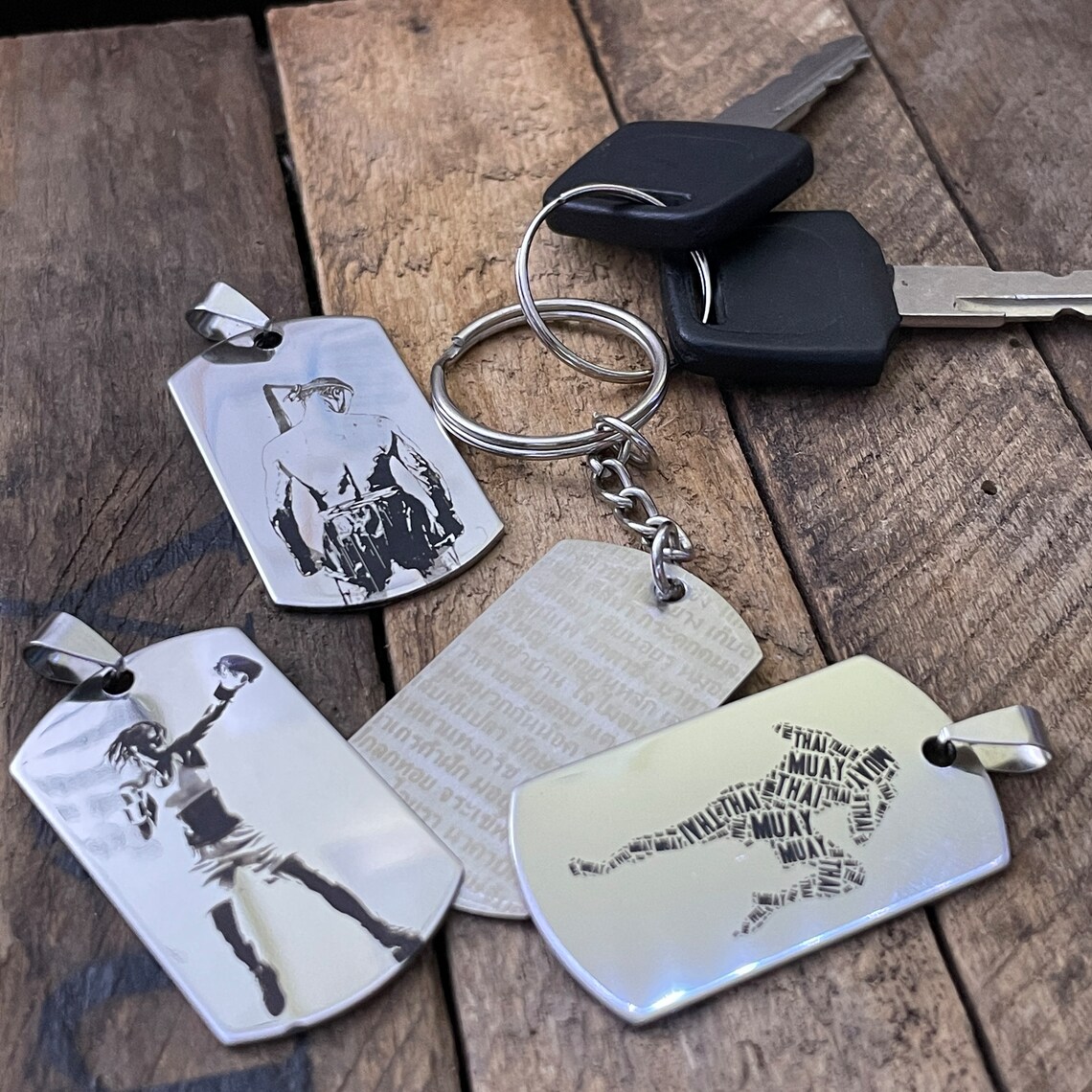 Muay Thai / Boxing / MMA Stainless Steel Dog Tag Keychain, Pendant and ...