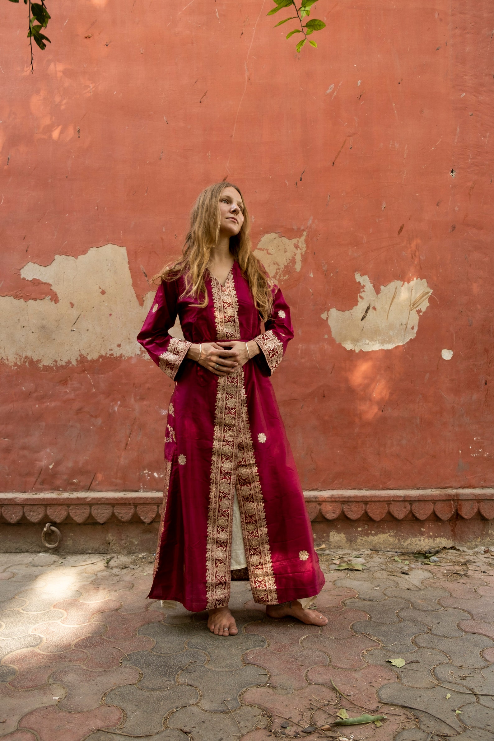 Pink Pure Silk Long Robe Peace Silk Pure Silk Kimono Unique Silk Robe ...