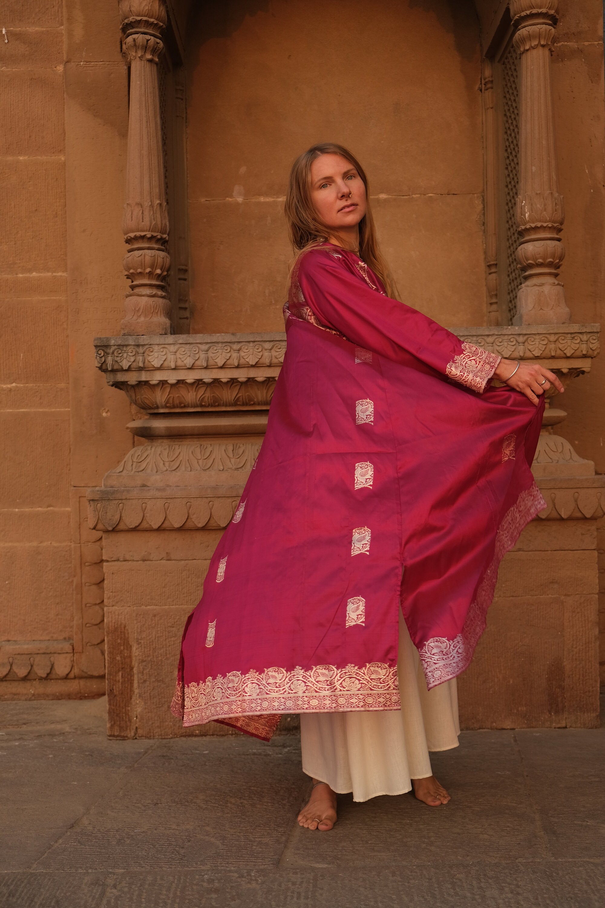 Magenta Silk Robe Unique Silk Dress Bohemian Clothing Ethnic Silk Dress ...