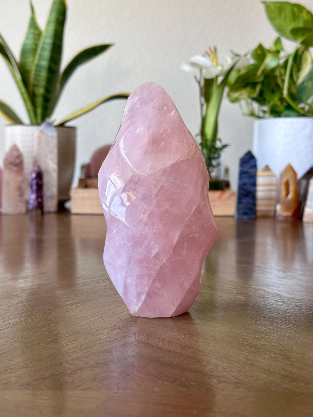 Large Rose Quartz Flame / Standing Crystal Flame - Etsy
