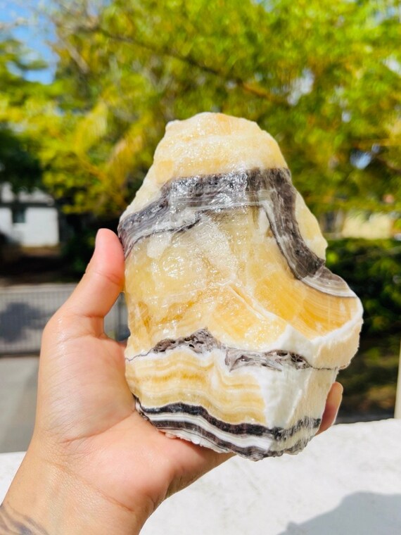 Rough Phantom Calcite / Banded Zebra Golden Calcite / Golden - Etsy
