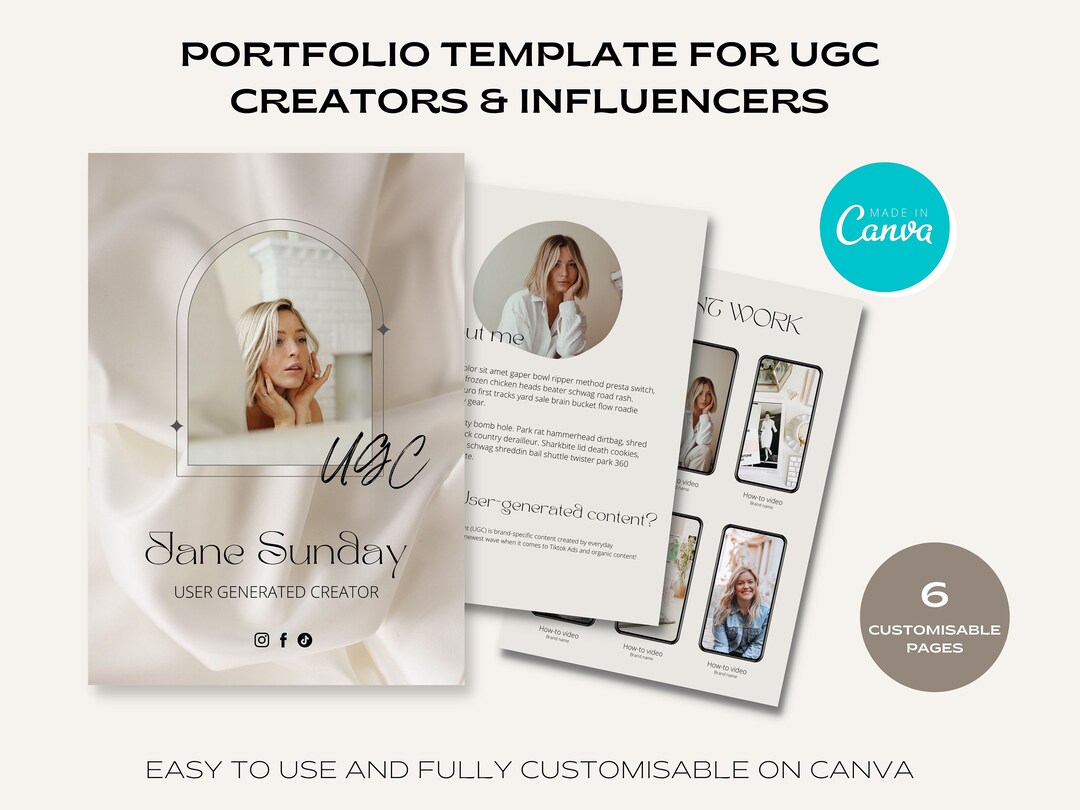 UGC Creator Portfolio Template, User Generated Content, UCG Creator ...