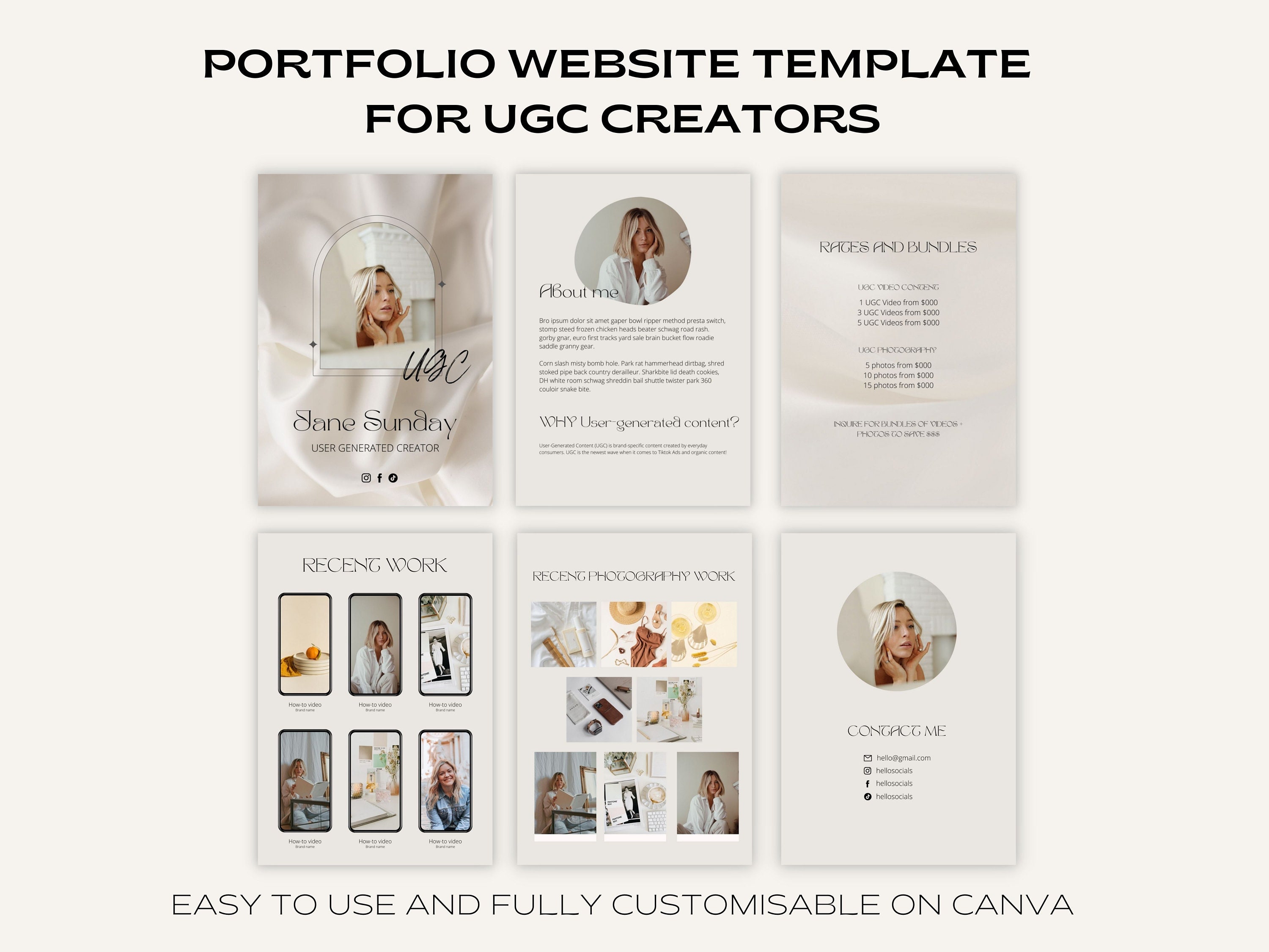 UGC Creator Portfolio Template, User Generated Content, UCG Creator ...