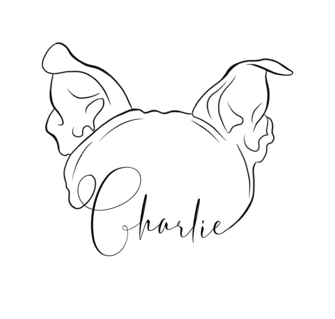 Custom Pet Ear Outline, Dog Ear Drawing, Pet Ear One Line Tattoo Design ...