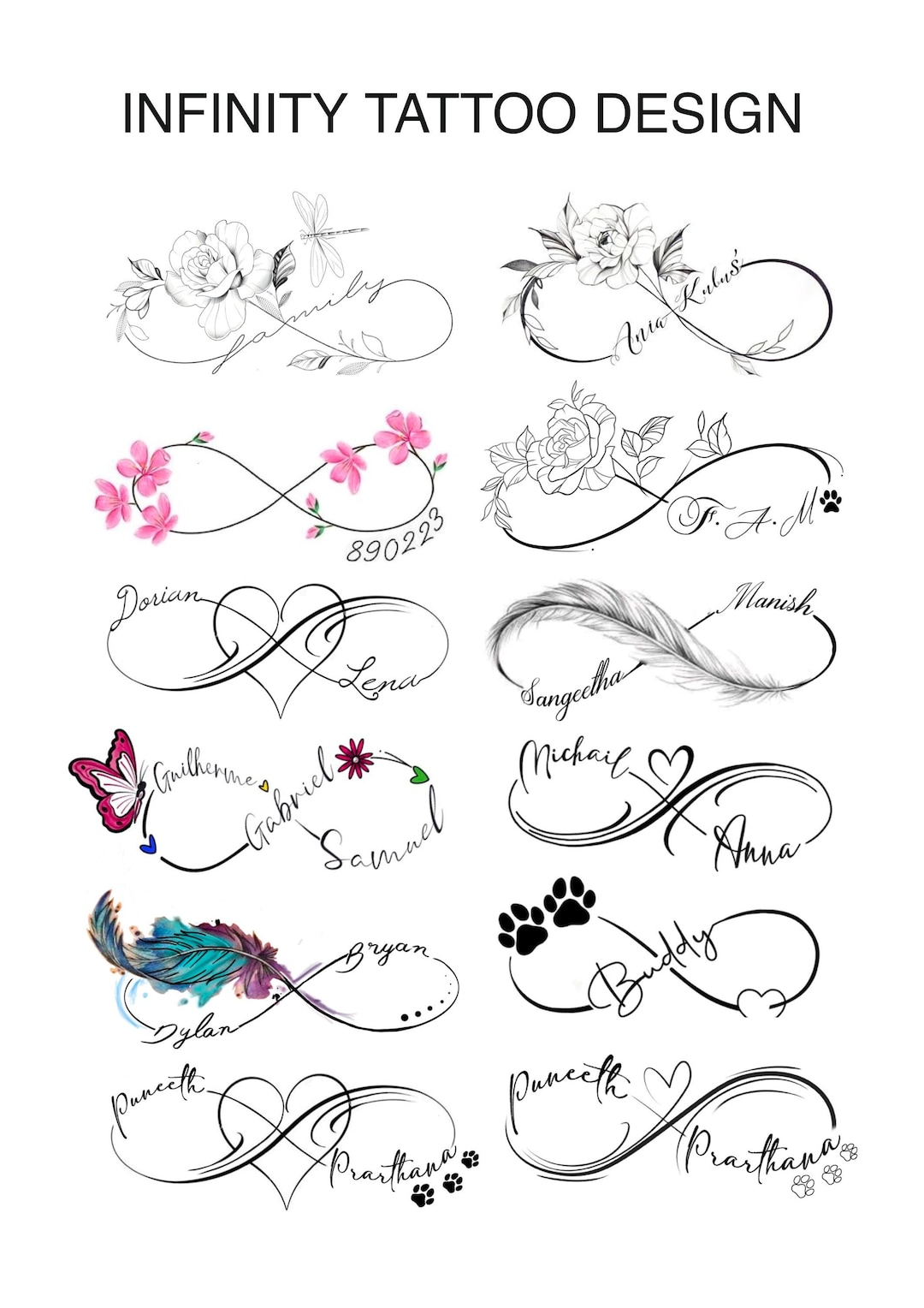 Custom Infinity Symbol Tattoo Design, Infinity Child Tattoo, Infinity ...