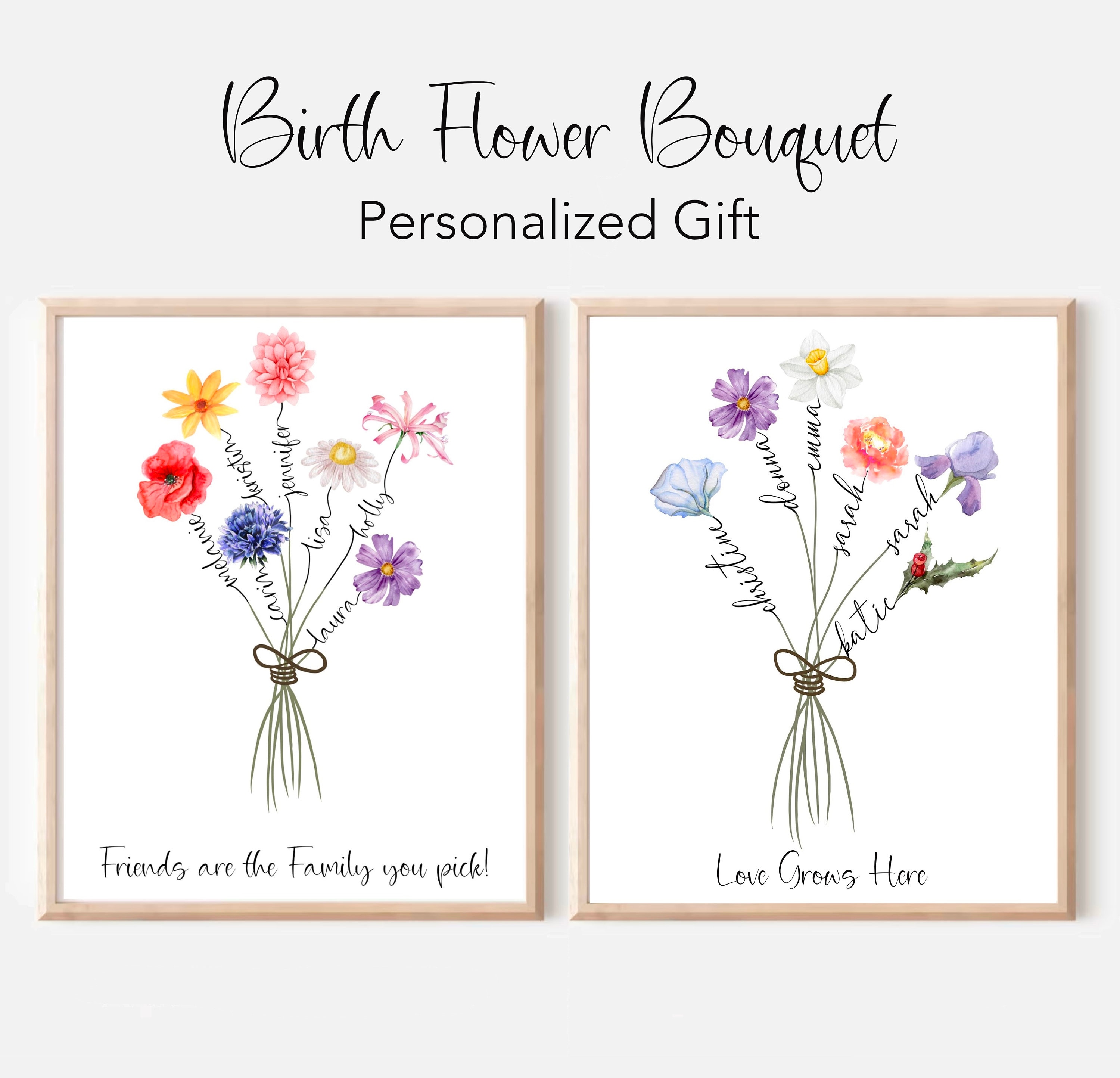 Custom Birth Month Flower, Custom Family Birth Flower Bouquet ...