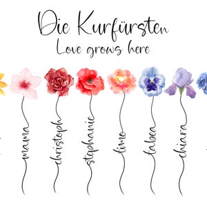 Personalized Family Flower Name, Family Bouquet, Custom Fathers Day ...