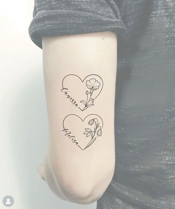Tatuaggio Doppio Cuore Con Nomi