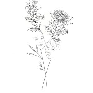 New Baby Birth Flower, Bouquet Design, Minimalist Face Side Profile ...