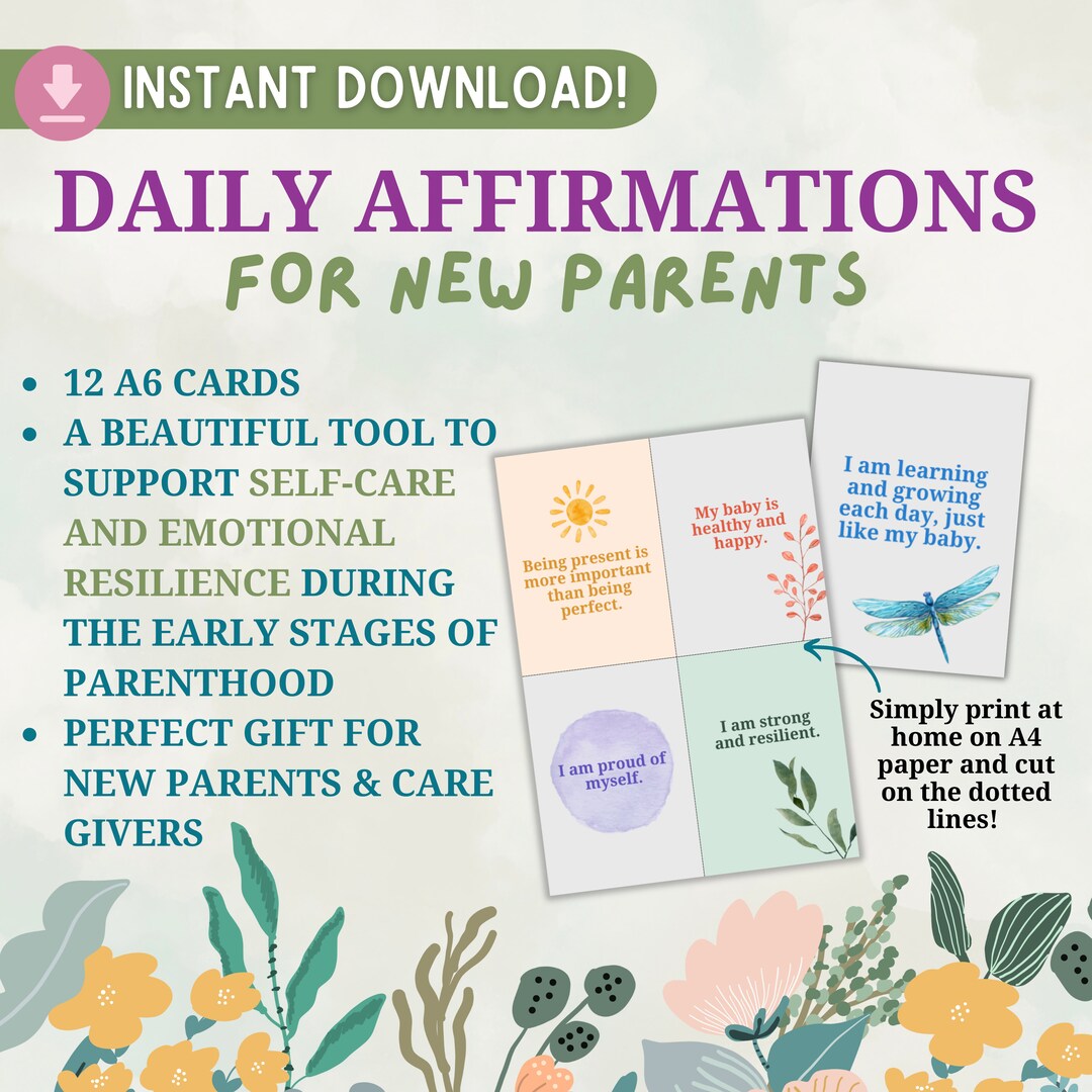 New Parent Affirmation Cards, Printable Positive Affirmations, New Mum ...
