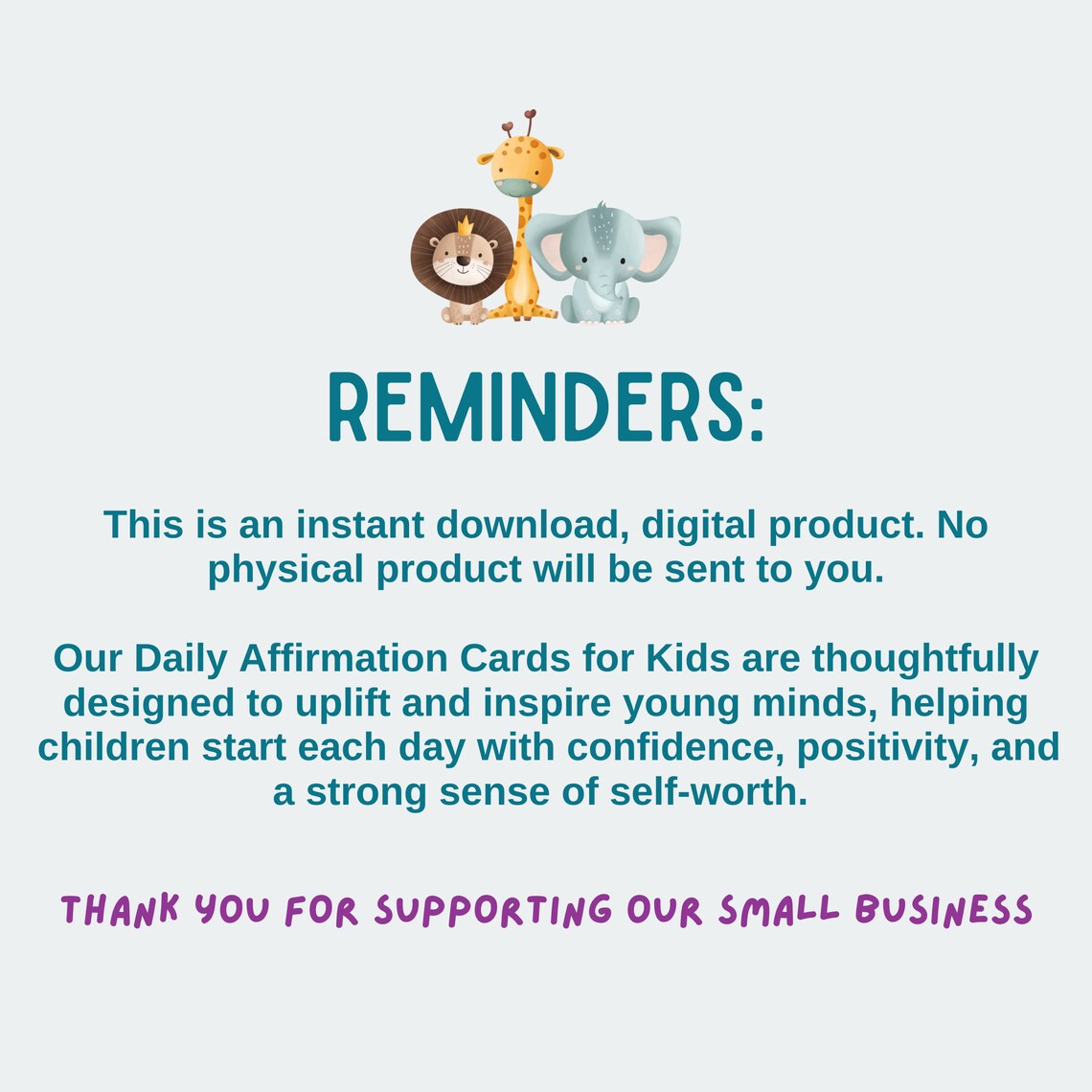 Daily Affirmation Cards for Kids Printable, Children's Positive ...
