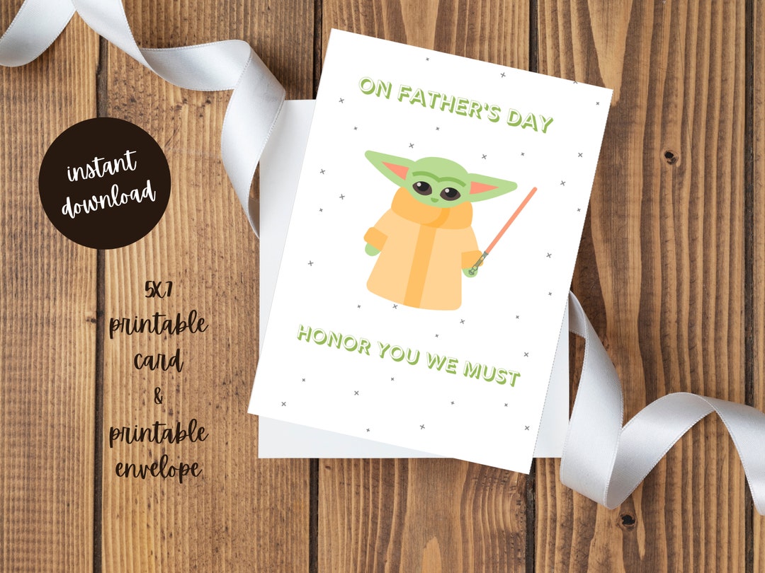 Star Wars Yoda Father's Day Card Printable Instant Download - Etsy