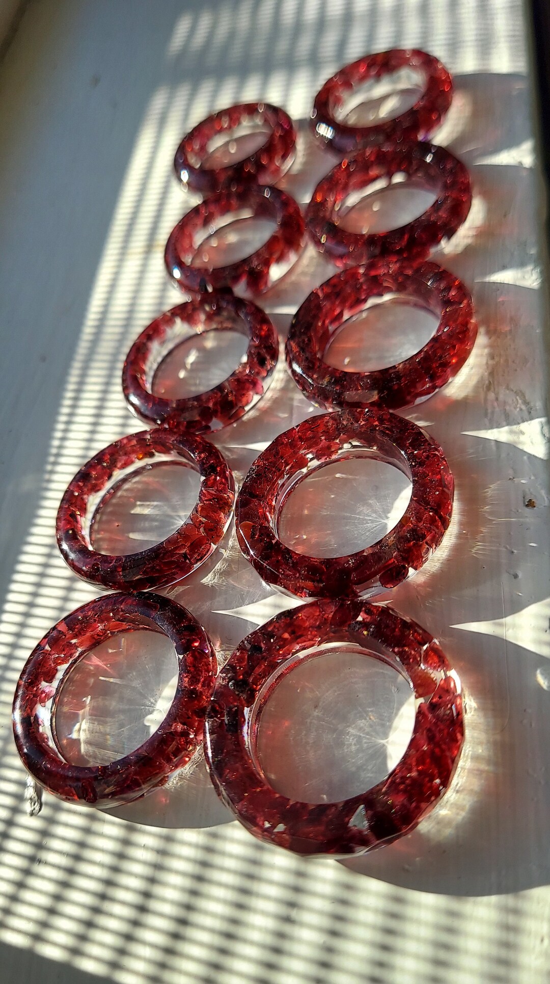 Garnet - Crystal/ Mineral / Sphere Specimine Display Ring Stands Set of ...