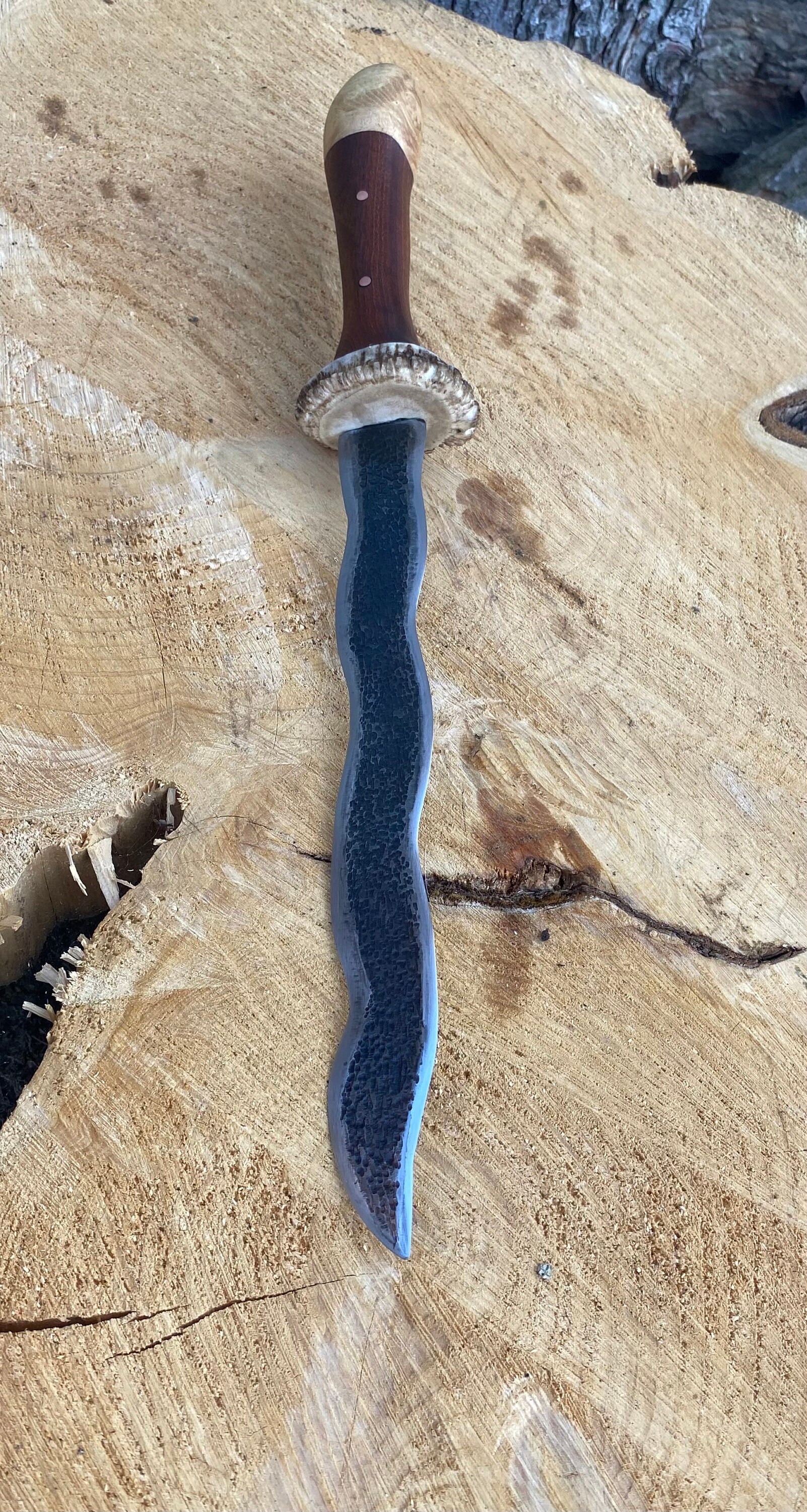 Hand Forged Kris Dagger. Witches Dagger Ceremonial Witches Knife Sacrificial Dagger Black Magic ...