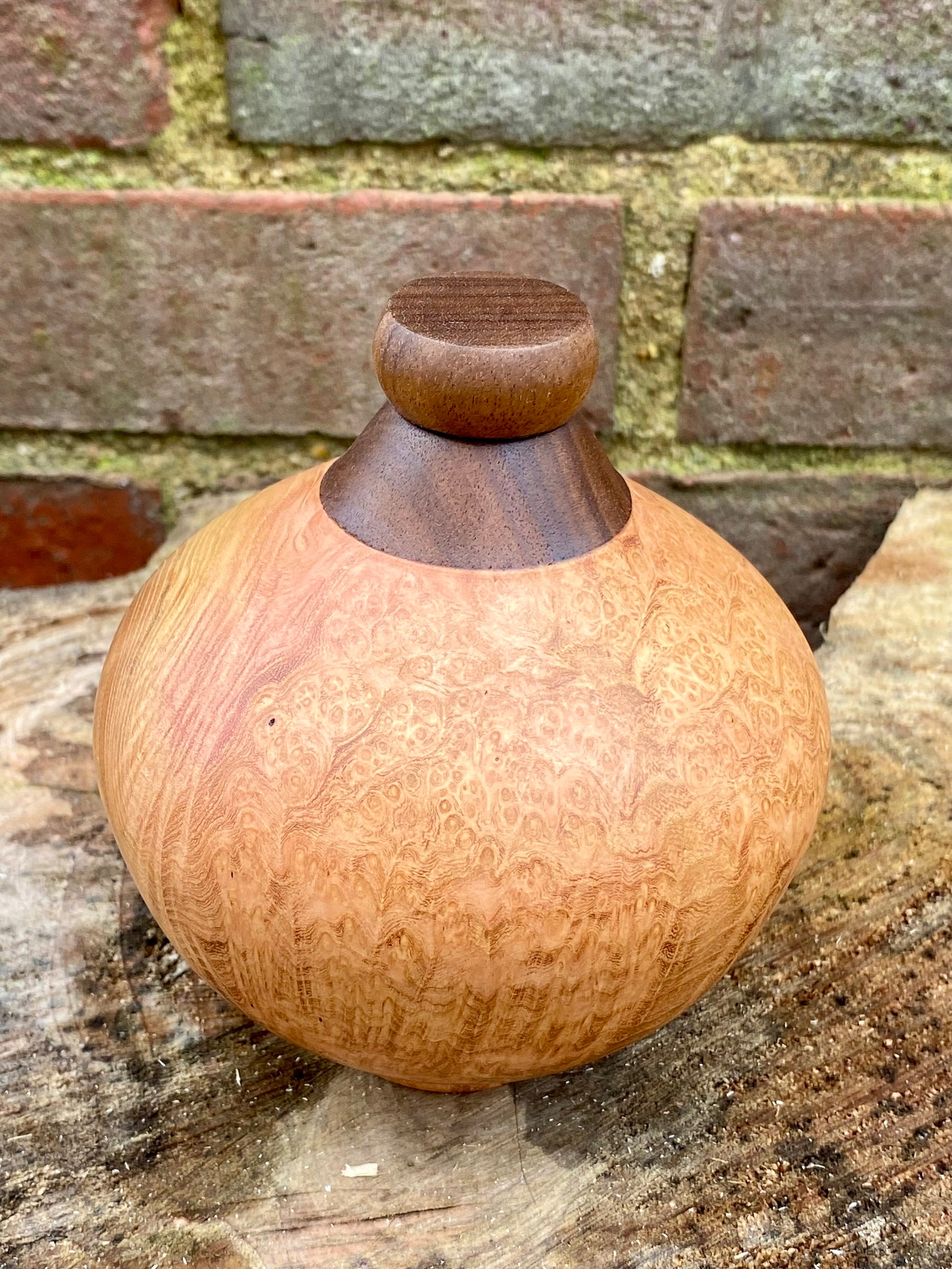 Burr Robinia and African Walnut Hollow Form. Wooden Urn. Wooden Bottles ...