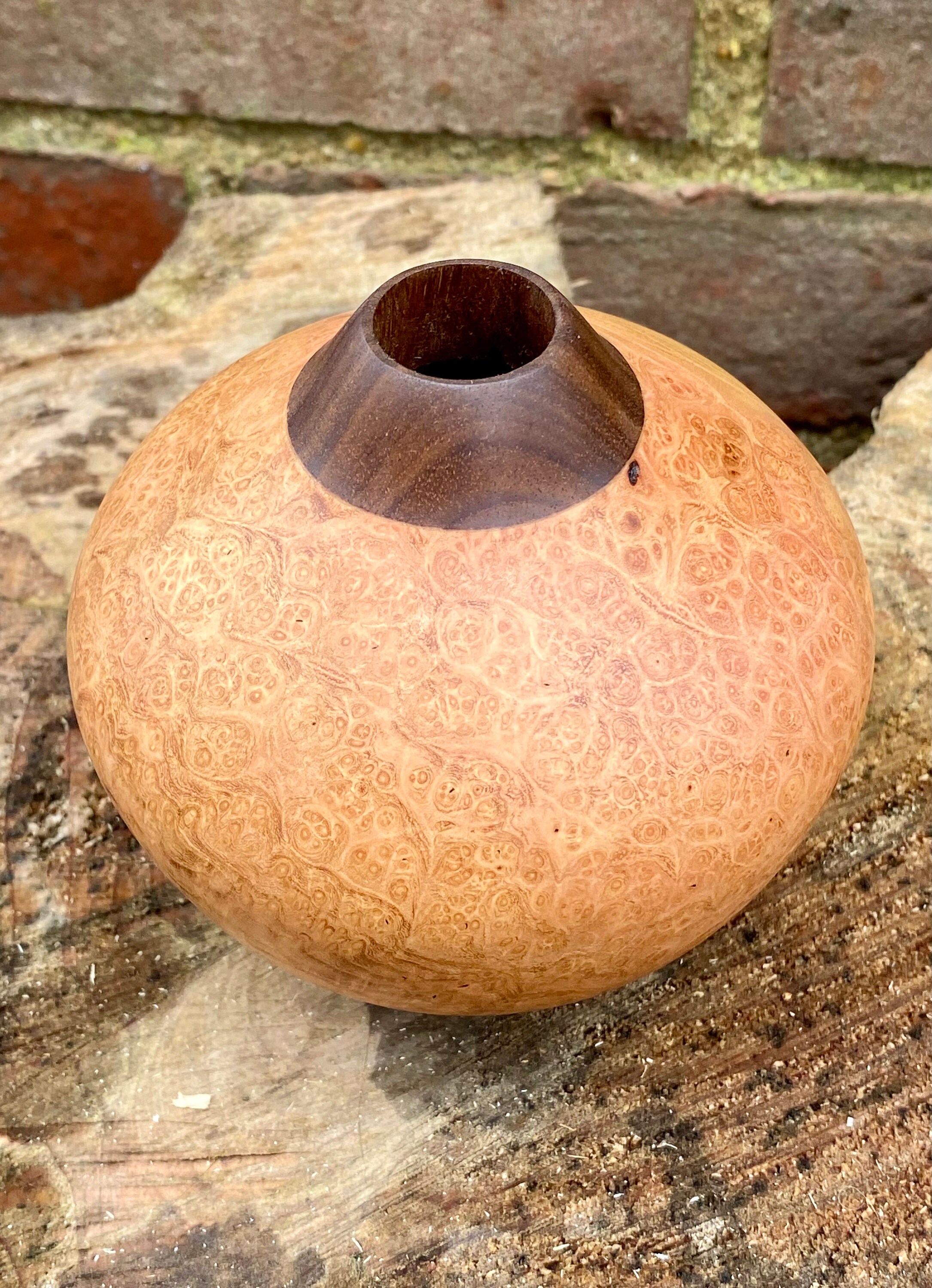 Burr Robinia and African Walnut Hollow Form. Wooden Urn. Wooden Bottles ...
