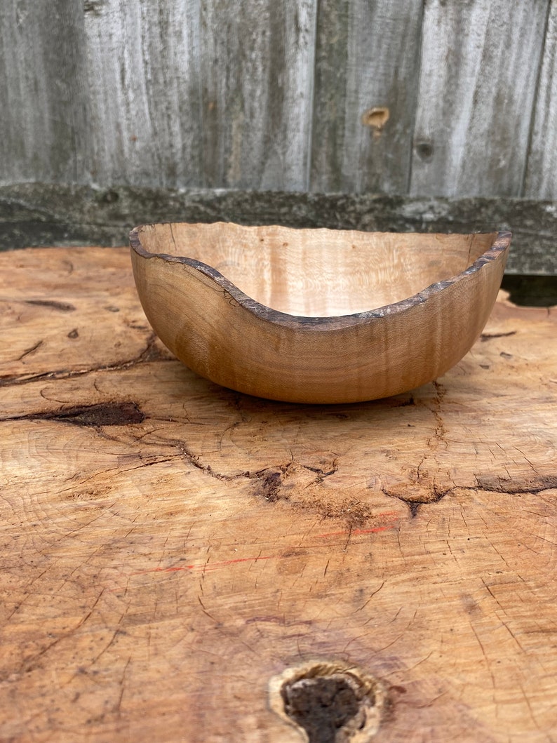 Rippled Field Maple Natural Edge Wooden Bowl. Live Edge Maple Bowl ...