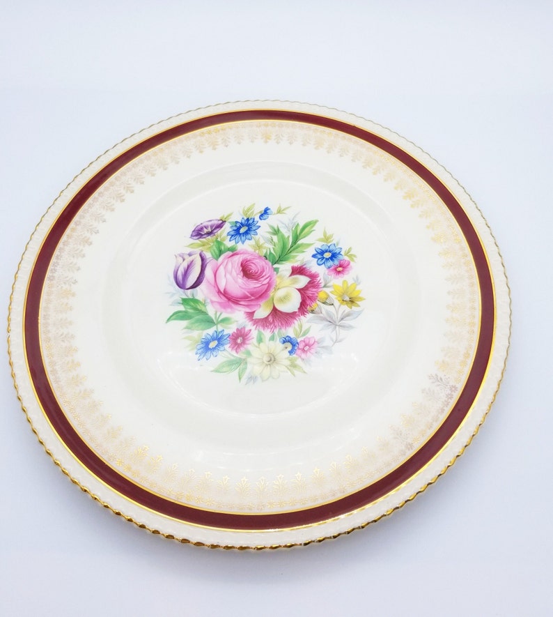 Solian Ware Cobridge England Pottery, Dinner Plate, Burgundy and Gold ...