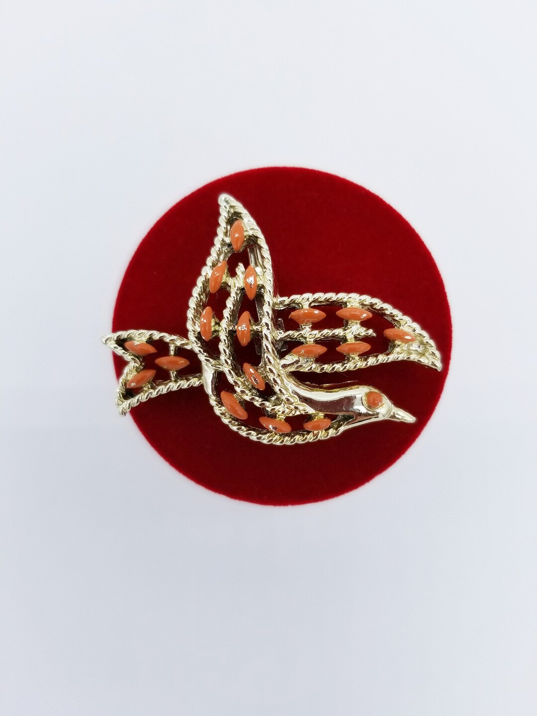 GERRY'S Bird in Flight Tono Oro Naranja Esmalte Broche Pin Colgante ...