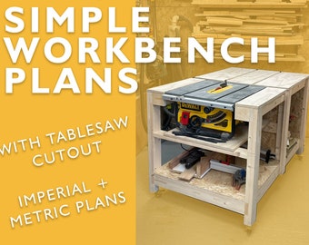 Mobile Workbench Bundle -miter Saw and Table Saw-shop Furniture Woodworking / Metric & Imperial ...