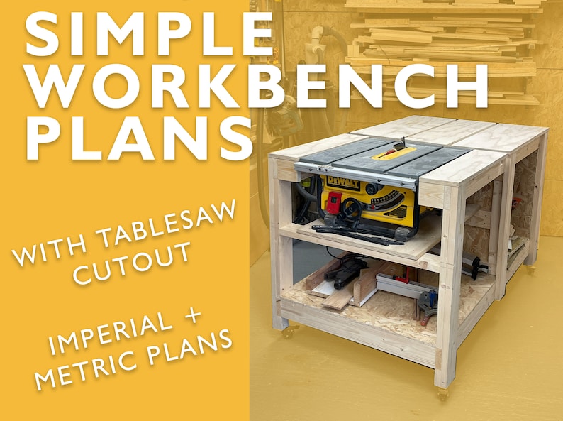 Simple Workbench Plans table Saw Cut Out Imperial & Metric - Etsy