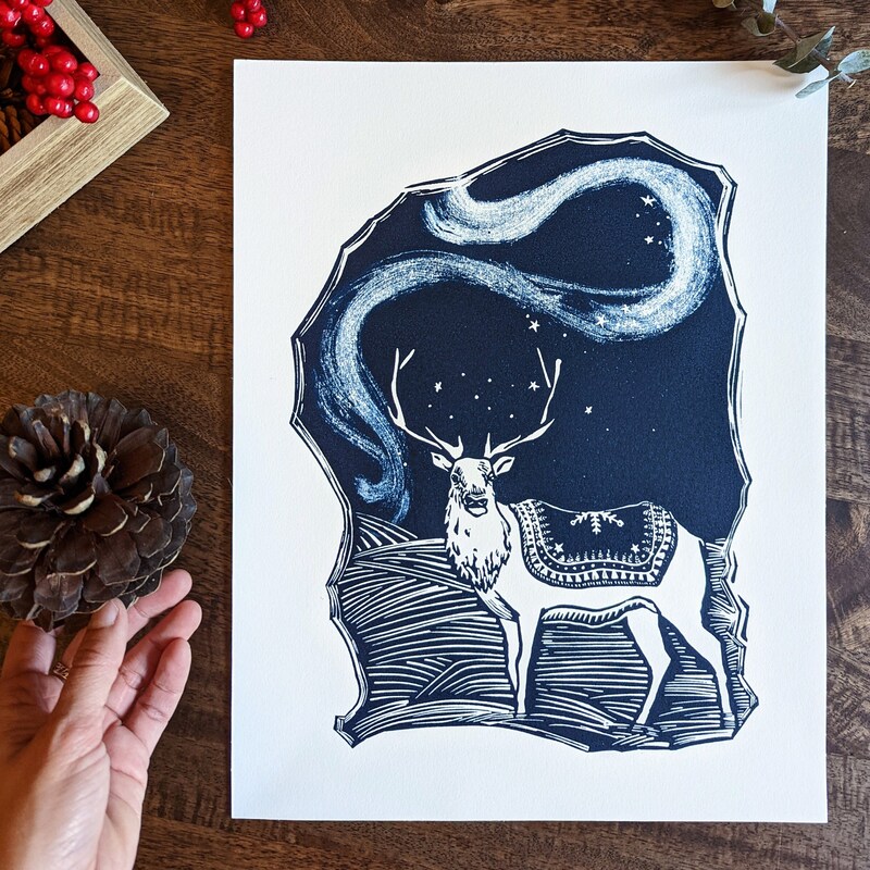 Linocut Christmas - Etsy