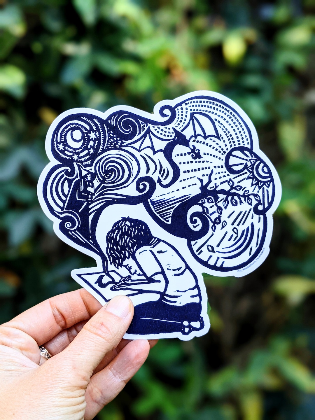 THE STORYTELLER Sticker | Vinyl Sticker | Linocut Sticker Art | Artist ...