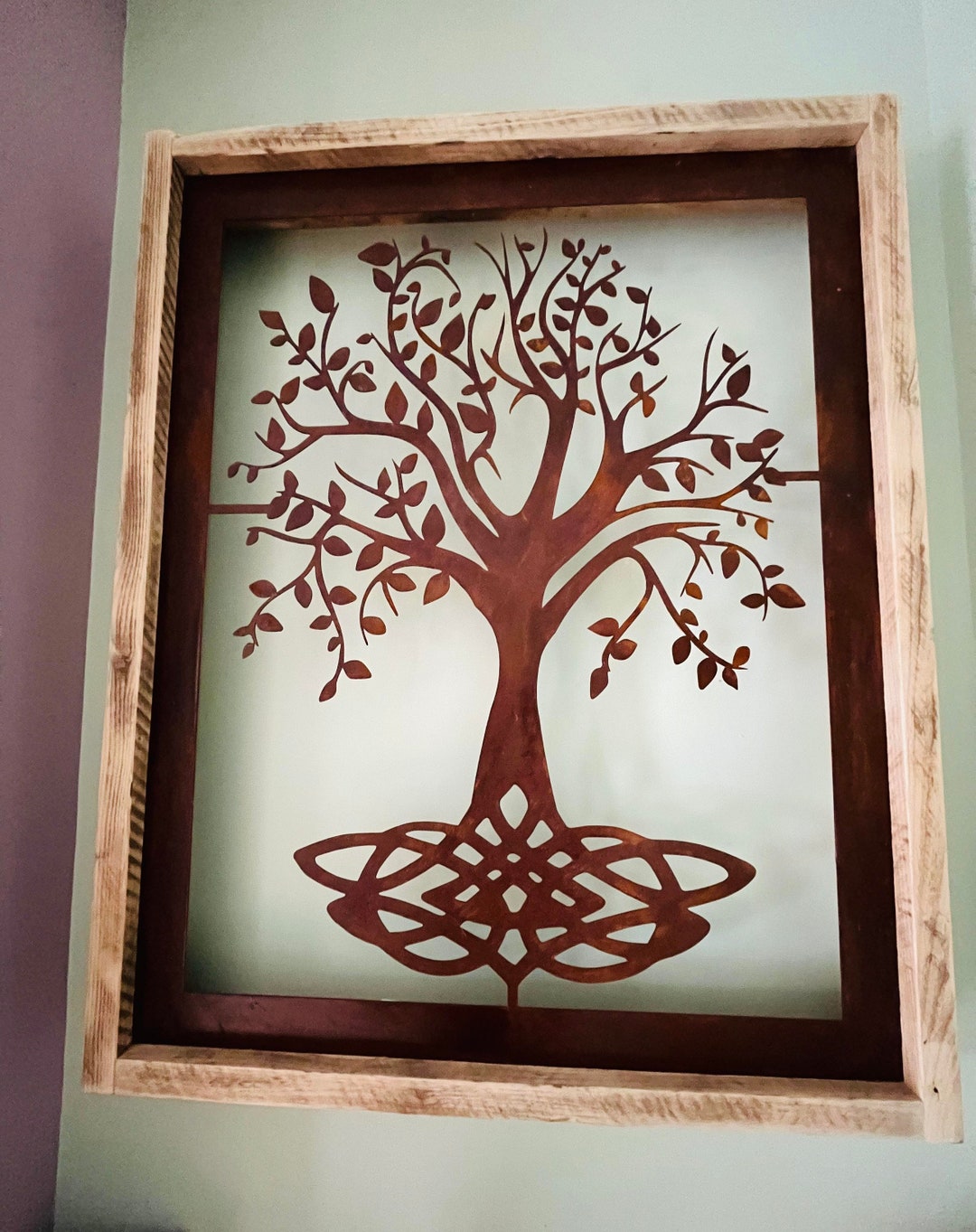 Rustic Tree of Life Reclaimed Wood With Steel Silhouette LED Backlight ...