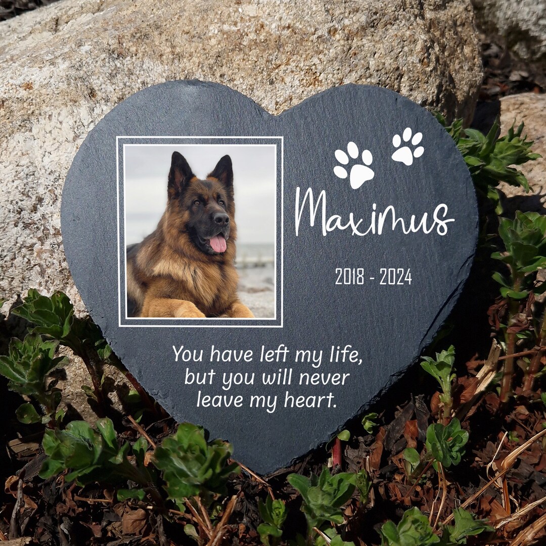Unique Large Heart Slate Marker for Pet Remembrance - Dark Gray Plaque ...