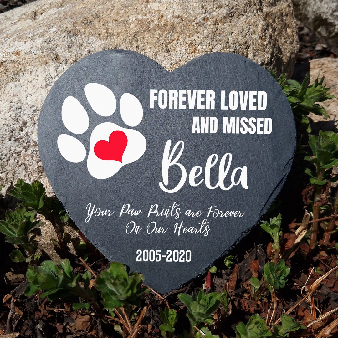 Heartfelt Pet Memorial Slate Plaque - Customize Your Tribute in Dark ...