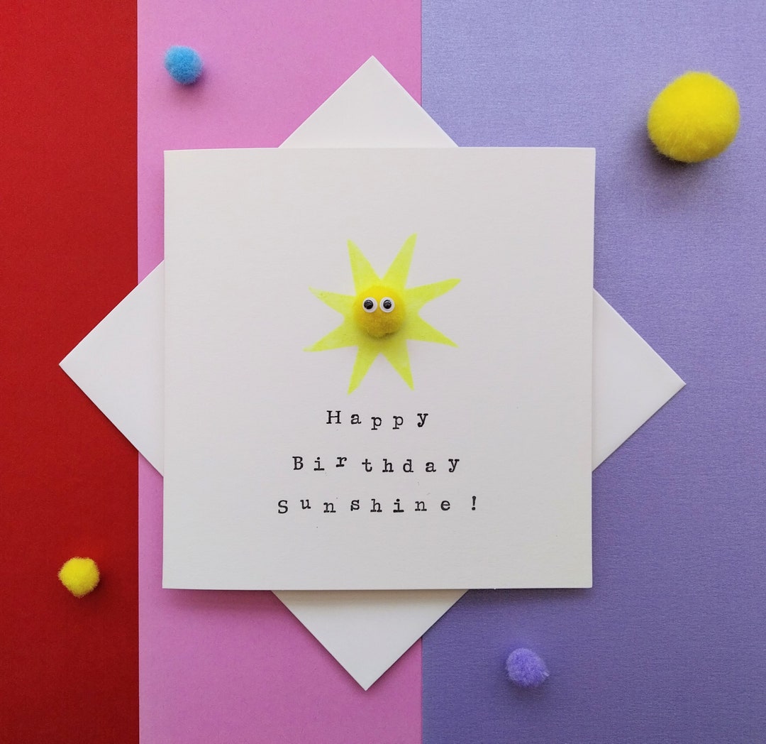 Funny Birthday Card Sunshine Cards Funny Birthday Card Pompoms 3D ...