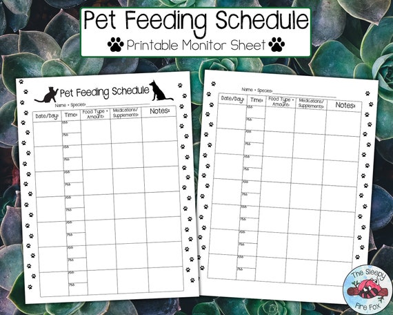 Printable Pet Feeding Schedule Ubicaciondepersonas cdmx gob mx