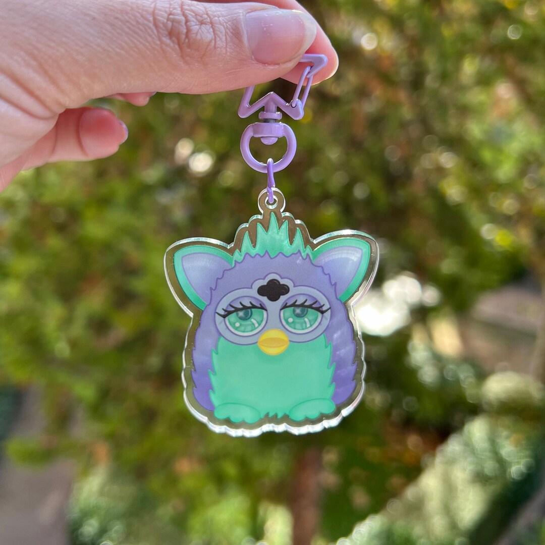 Fluffy Virtual Pet Keychain. Y2K Nostalgia Furby Keychain. Cute Kawaii ...
