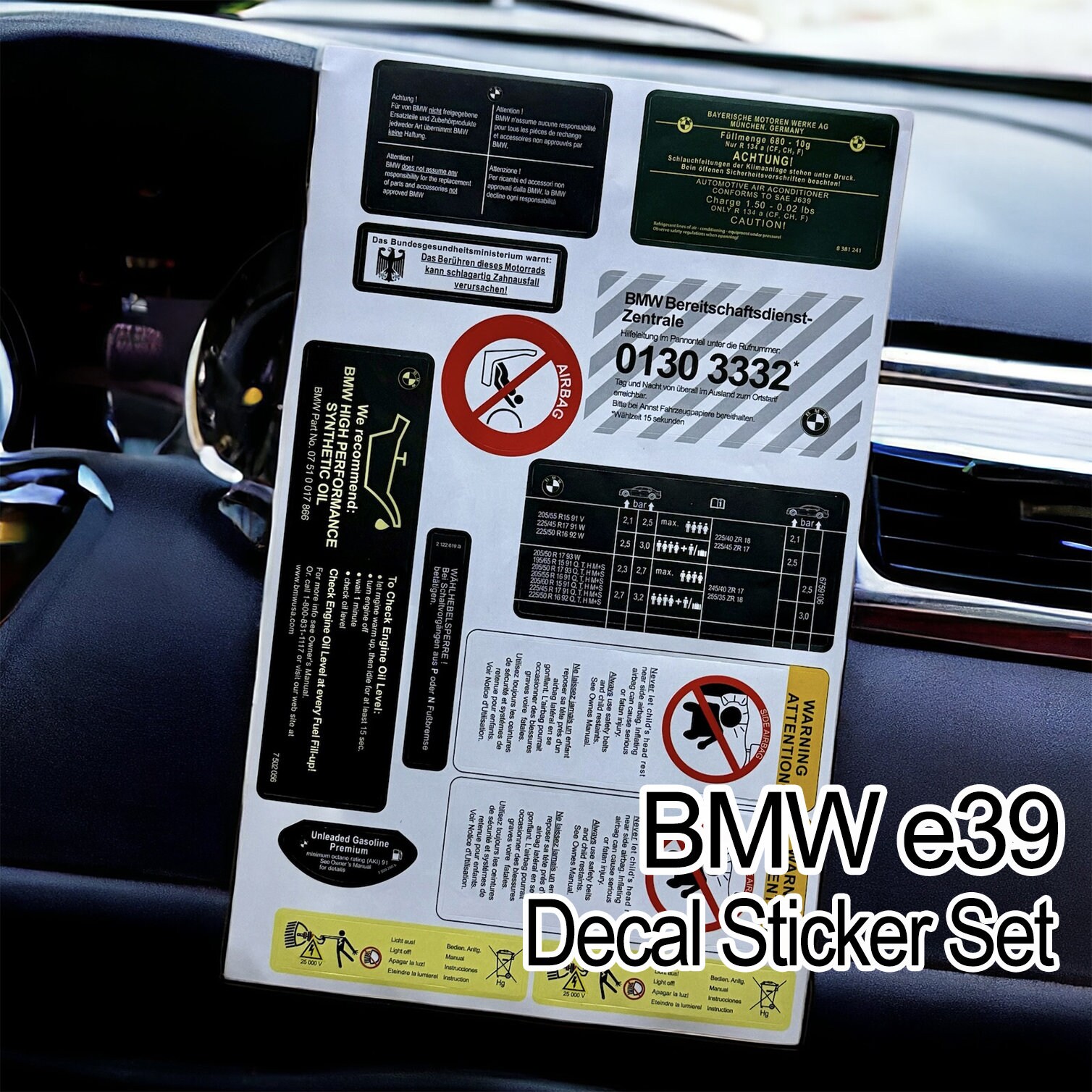 BMW E39 520 M5 Decal Sticker Set / BMW Label Stickers for All Models ...