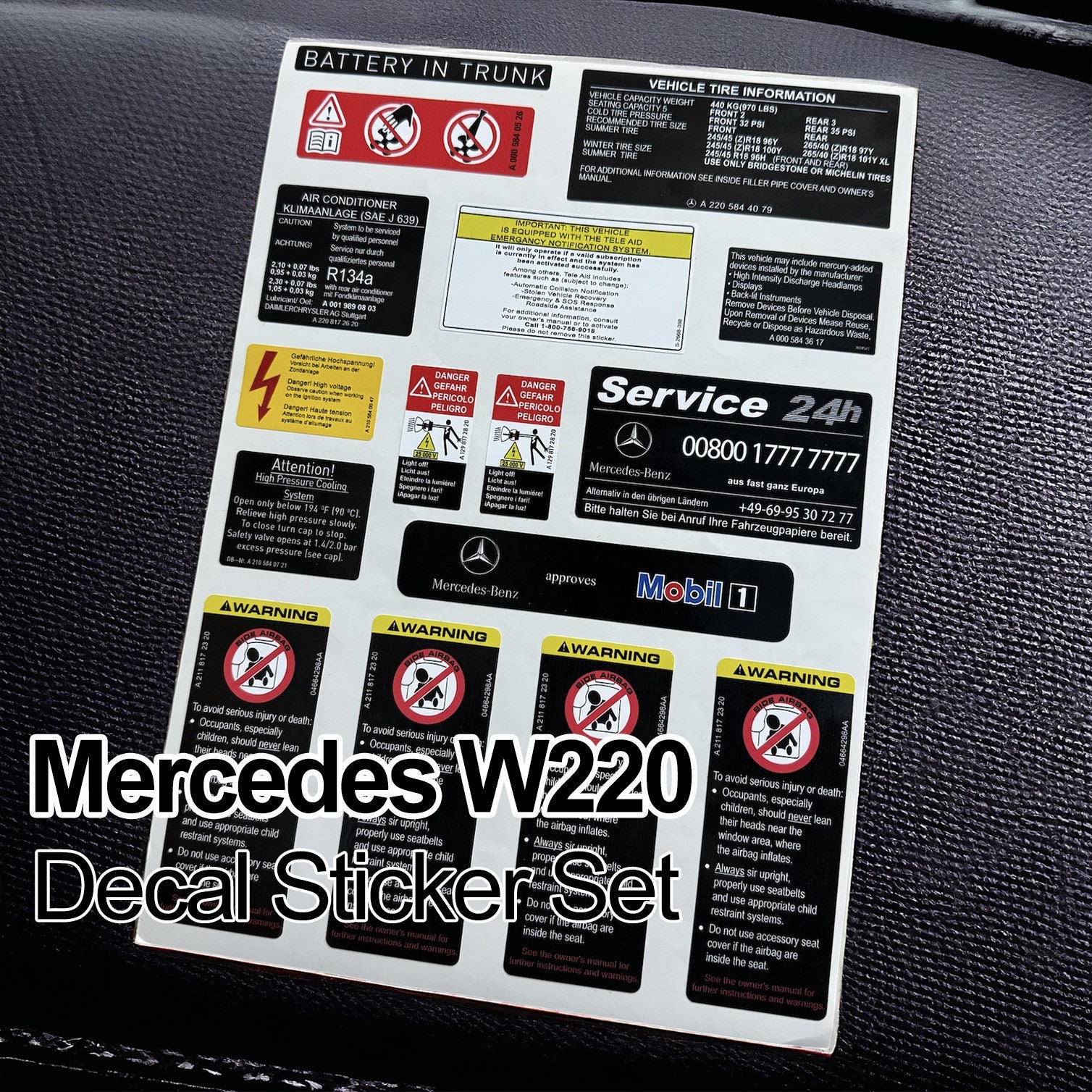 W220 Decal Sticker Label Star Emblem for W220 Decal Sticker Label Set ...