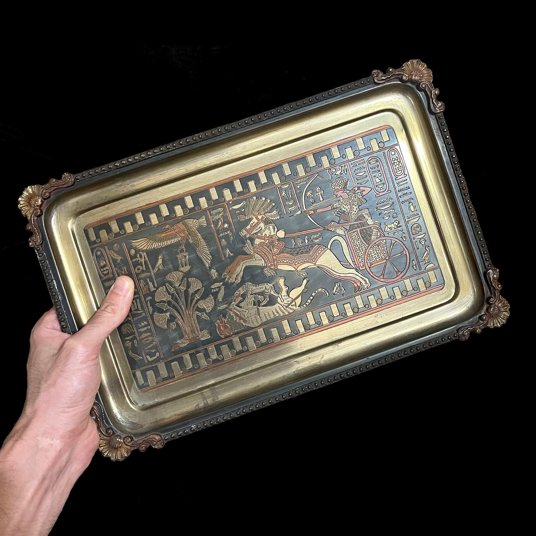 The Royal Hunt in Ancient Egyptian Copper Tray,wall Hanging Copper ...