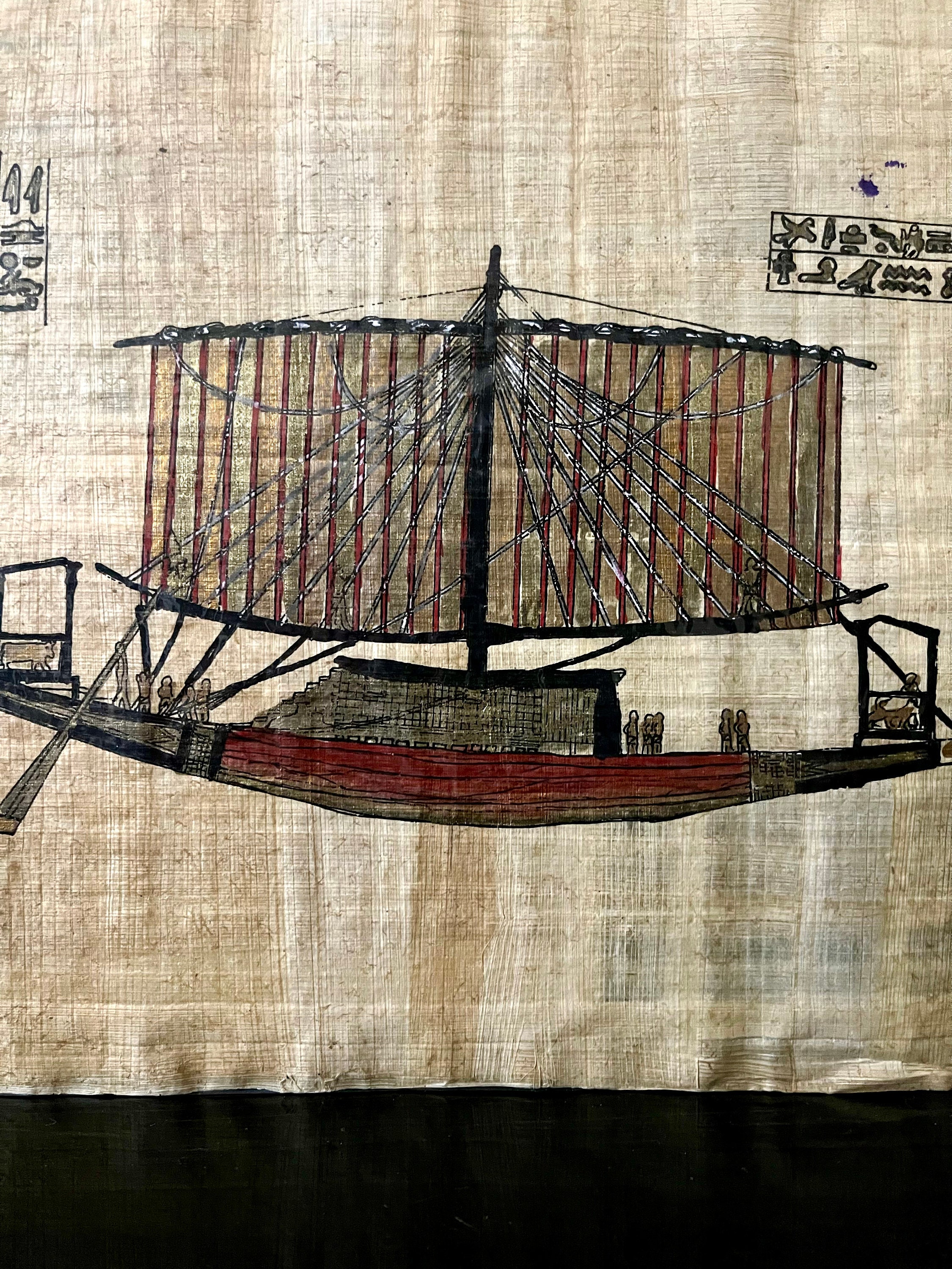Signed and Certified Original Ancient Egyptian Papyrus Royal Ship of ...