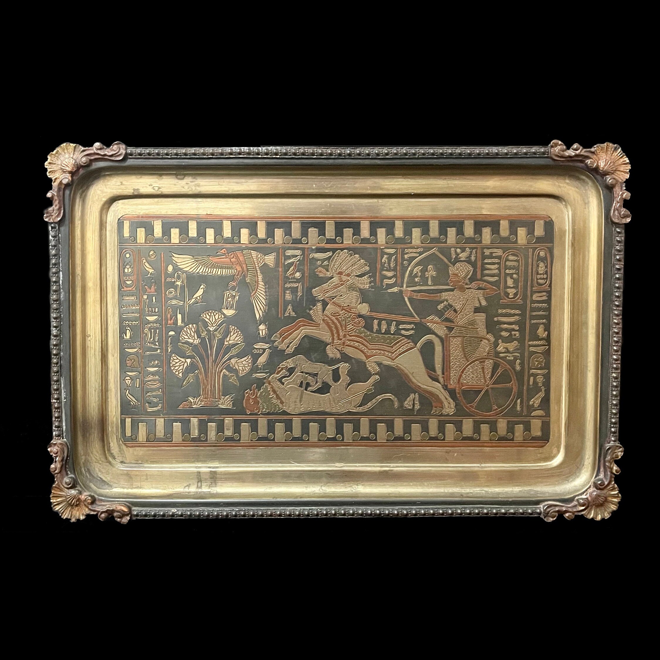 The Royal Hunt in Ancient Egyptian Copper Tray,wall Hanging Copper ...