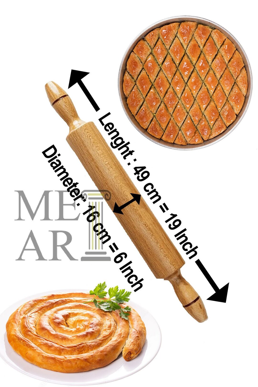Baklava ,pizza and Other Pastries Rolling Pins , Wood Rolling, Baking ...