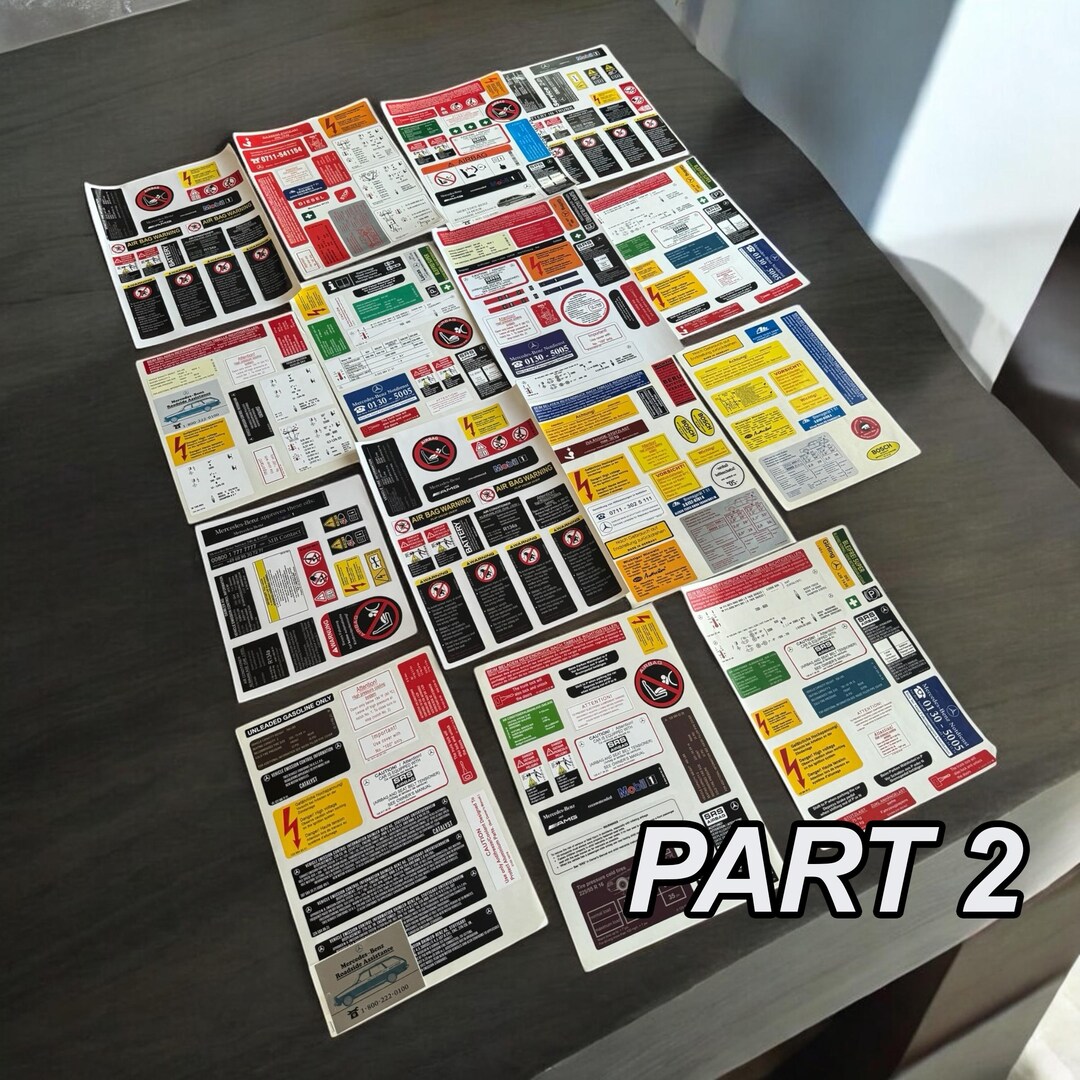 Mercedes Decal Sticker Label Sets for W110 W116 W123 W140 W202 ...