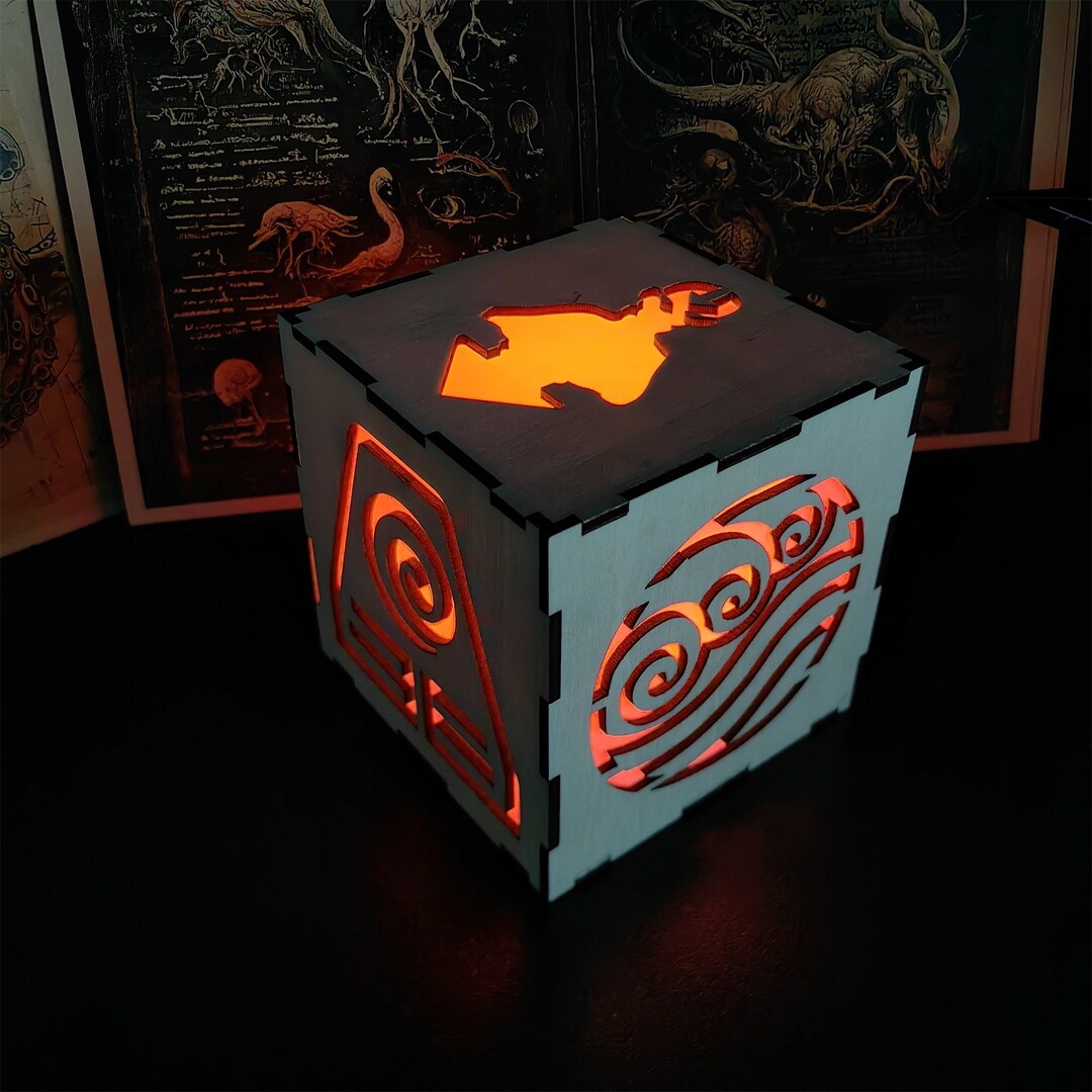 Avatar: the Last Airbender Inspired Wood Cube Night Light Handmade ...