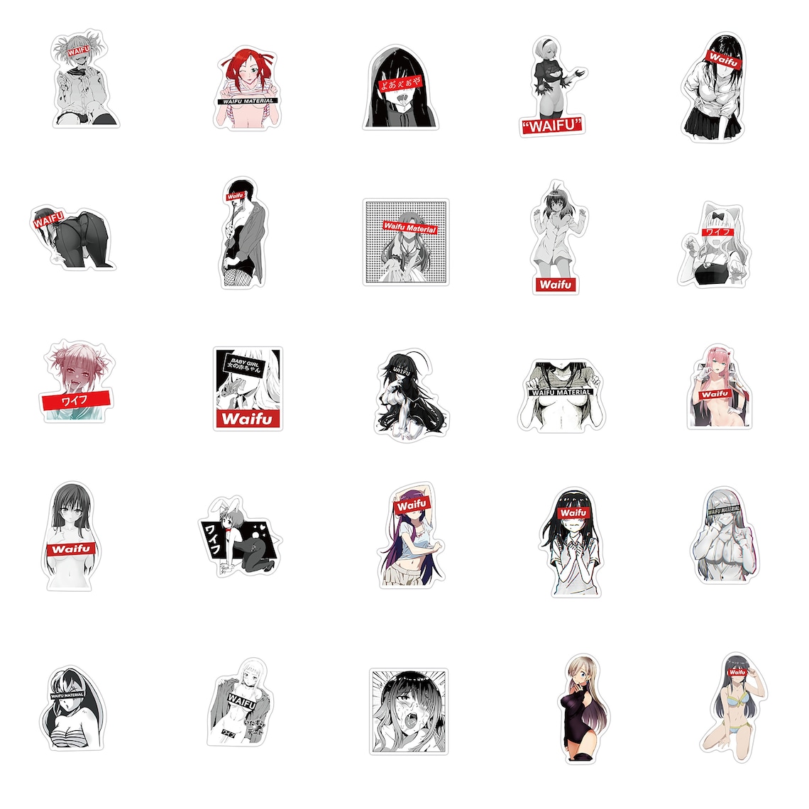 Waifu Stickers 50 Pcs Girl Stickers Laptop Sticker Pack Etsy