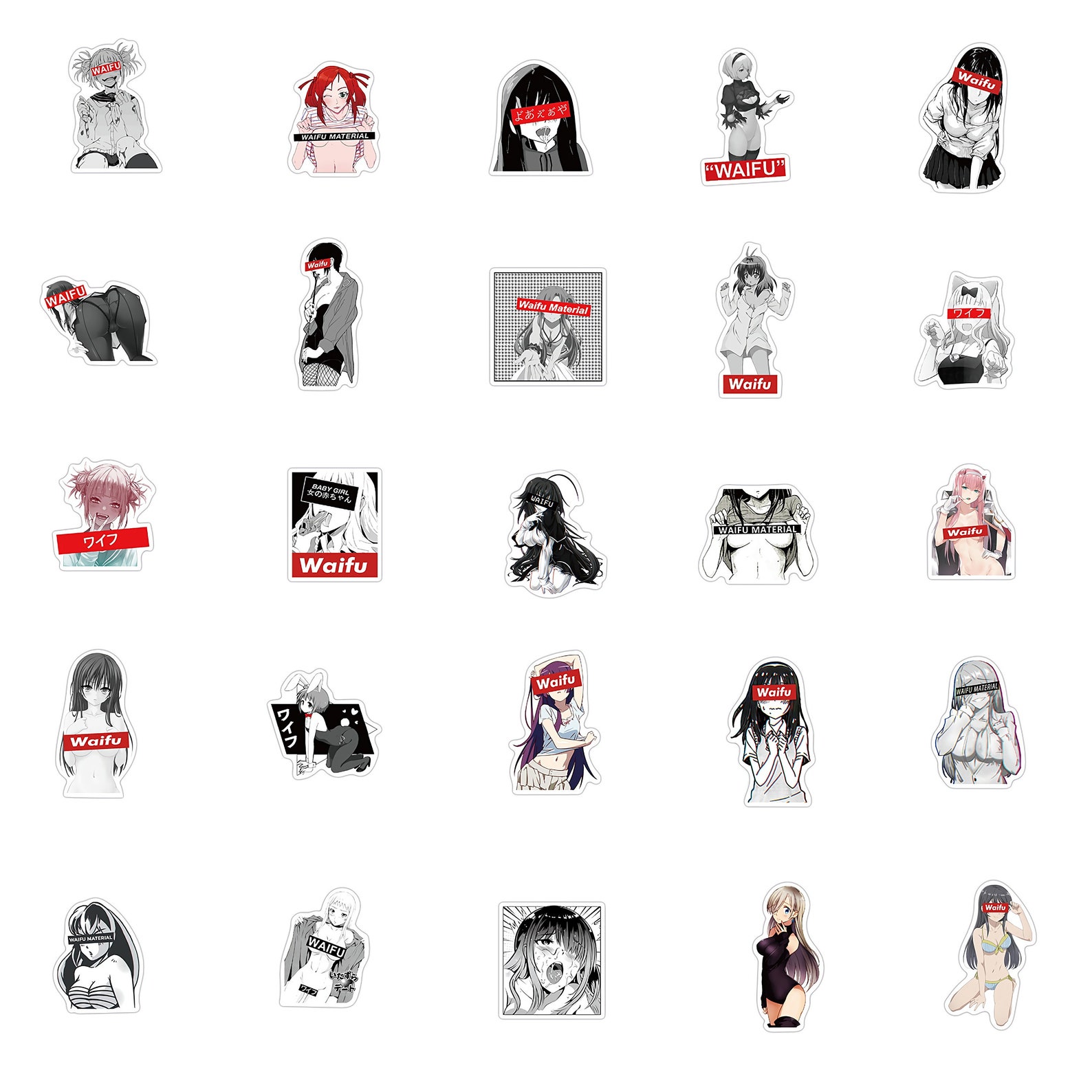 Waifu Stickers 50 Pcs Girl Stickers Laptop Sticker Pack Etsy