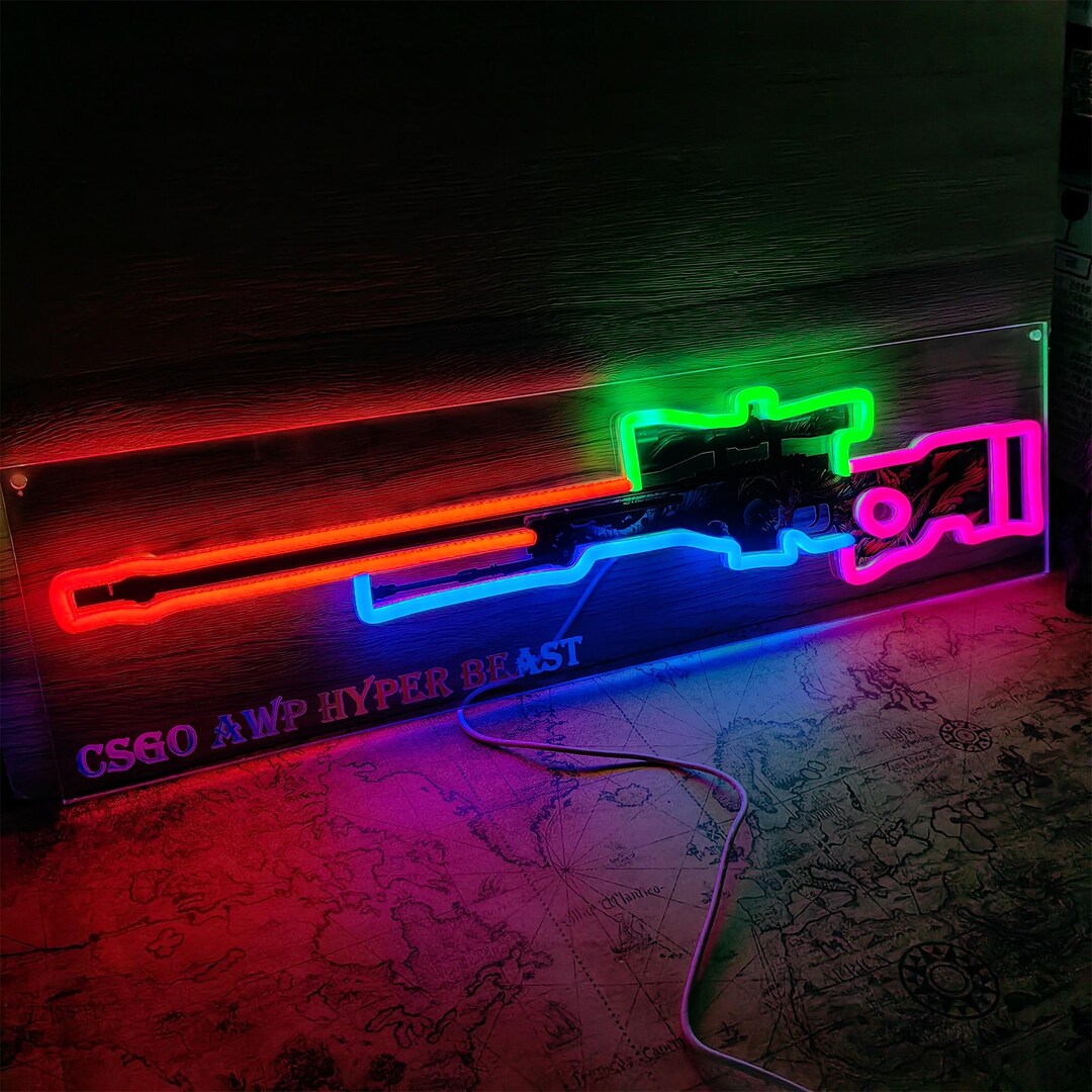 CSGO AWP Neon Sign Light AWP Hyper Beast Skin Neon Light Art Custom ...