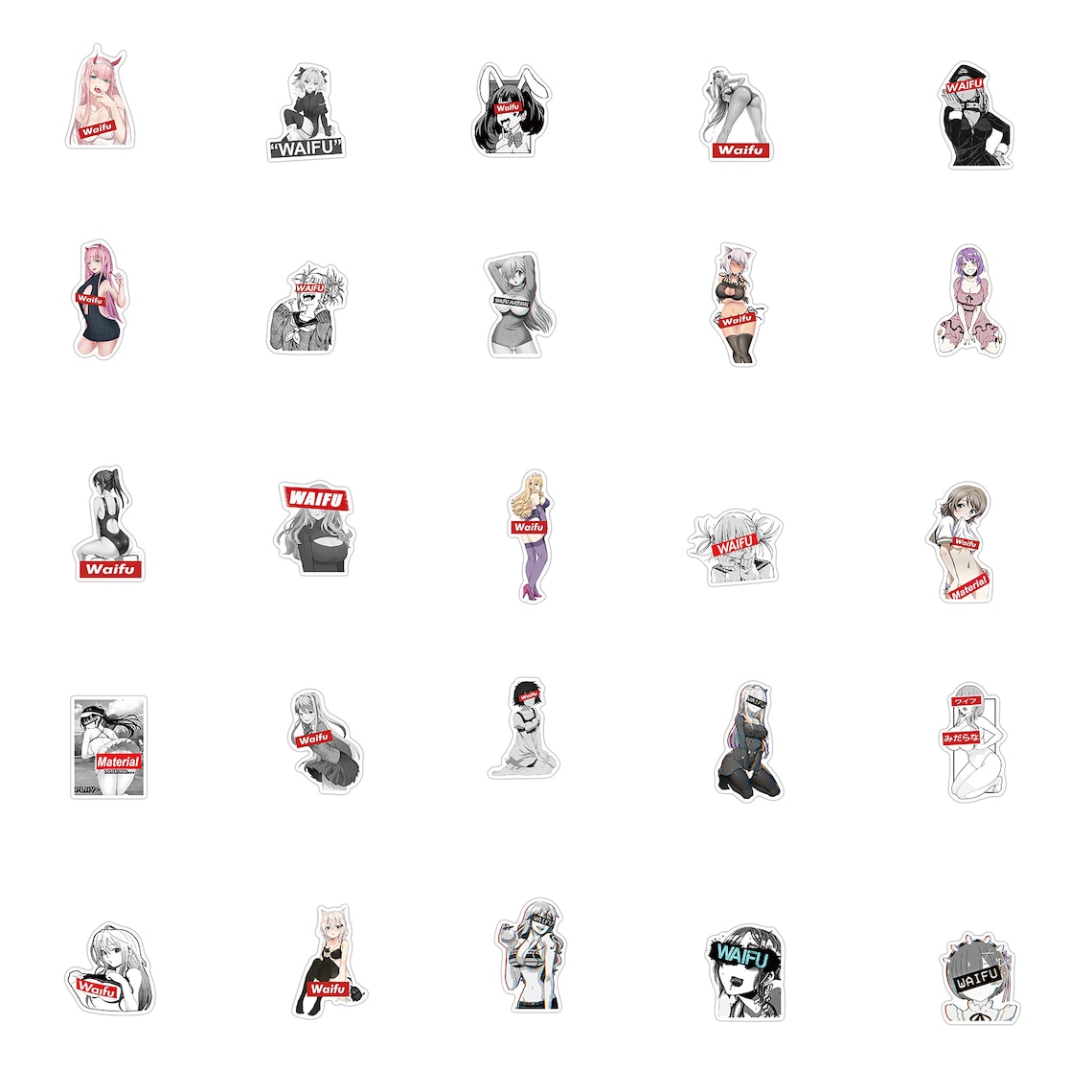 Waifu Stickers 50 Pcs Girl Stickers Laptop Sticker Pack Etsy