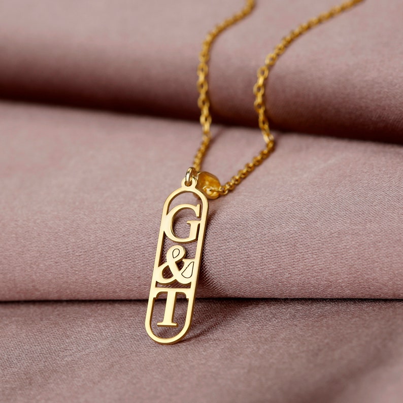 Personalized Letter Necklace Custom Gold Vertical Necklace - Etsy